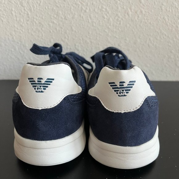 Armani Jeans | Shoes | Nwot Armani Jeans Mens Dark Blue Suede Logo ...